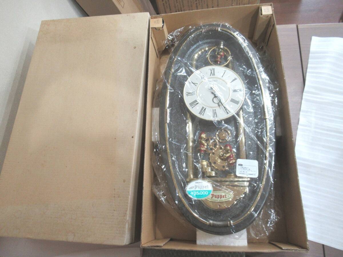 【やや傷や汚れあり】ジャンク品 昭和レトロ セイコー Puppet パペット からくり時計 RE506B 壁掛け時計 柱時計 4曲入り 壁掛子 ...
