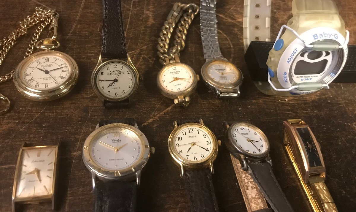 【傷や汚れあり】SS-7842 送料込 腕時計 懐中時計 SEIKO CASIO Baby-G Audi JUNCTION ROGAR baroque レディース アンティーク 242g ...