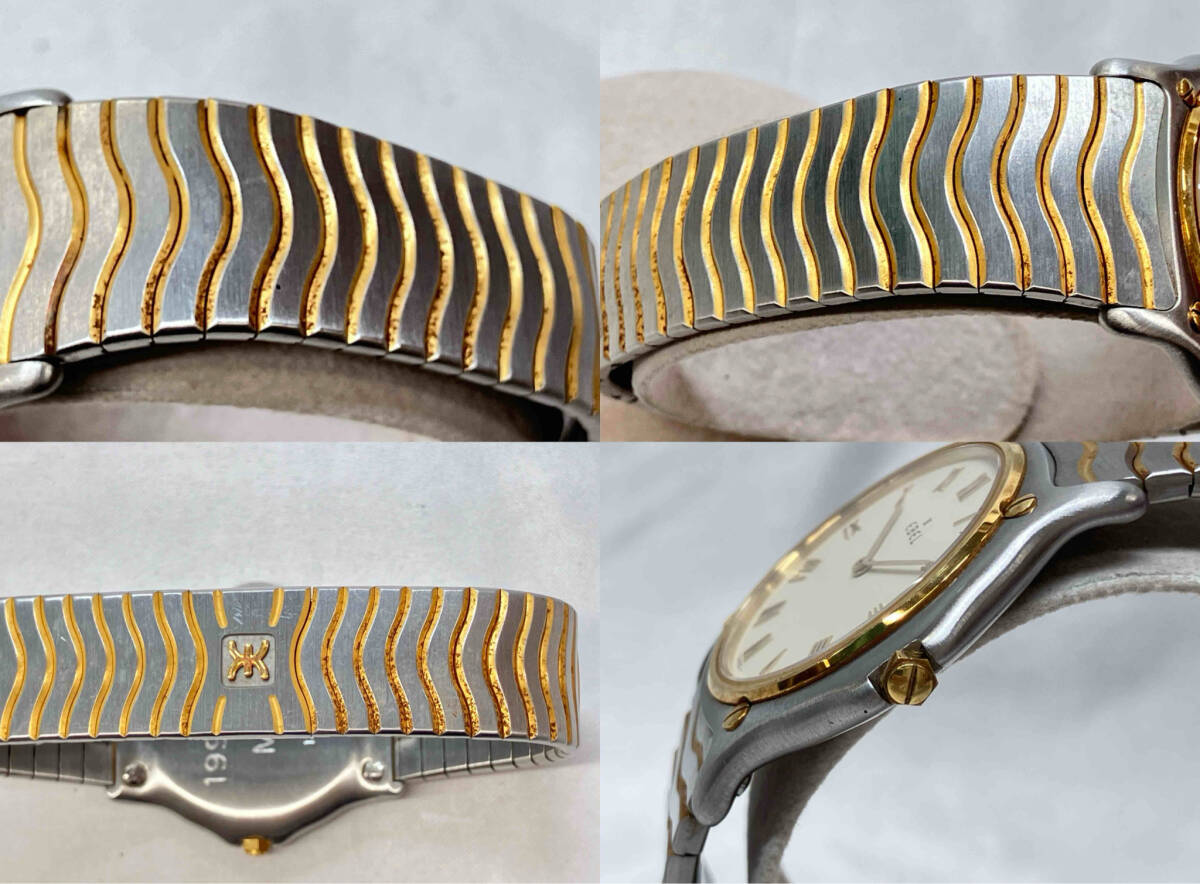【傷や汚れあり】1円～ エベル EBEL 181909 クラシックウェーブ YGベゼル クォーツ コンビ 文字盤表面にクラック メンズ腕時計 ...