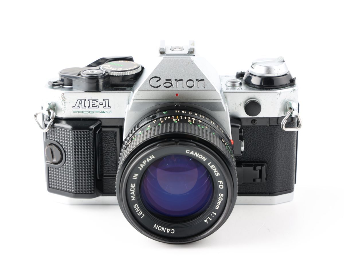 【やや傷や汚れあり】02311cmrk Canon AE-1P PROGRAM + New FD 50mm F1.4 MF一眼レフ フイルム ...