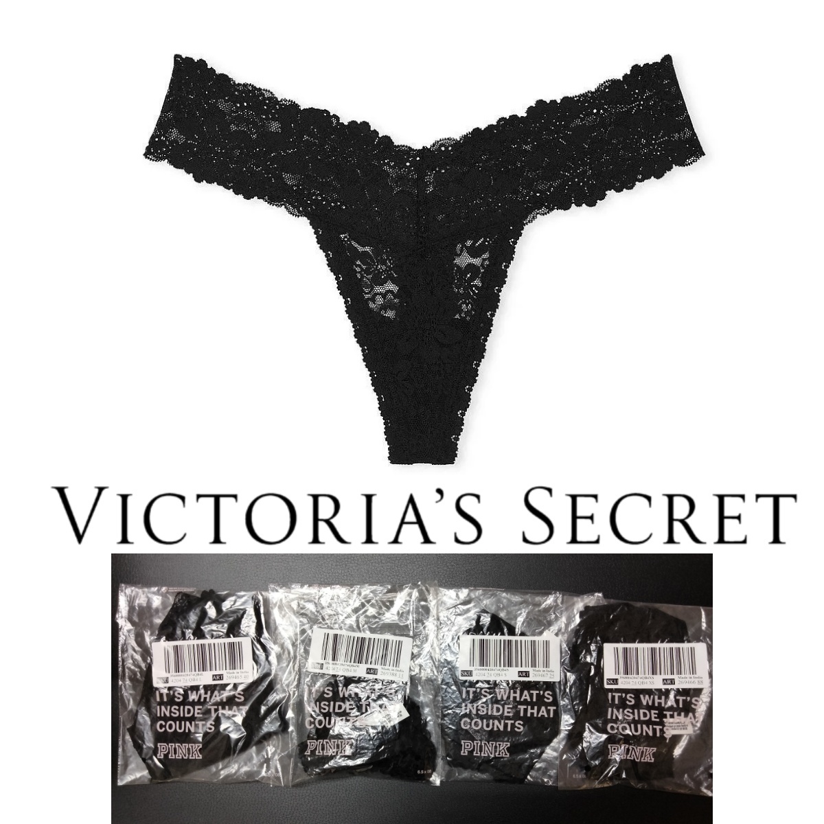 【未使用】Victoria's Secret ヴィクトリア シークレット PINK コットン ストラップ ソング パンティー Tバック ...