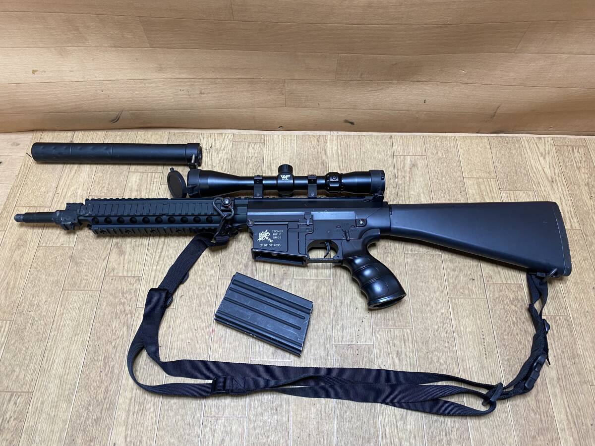 【やや傷や汚れあり】41 簡単動作確認済み KNIGHT STONER RIFLE SR-25 電動ガン WF 3-9×40 スコープ 付属の ...