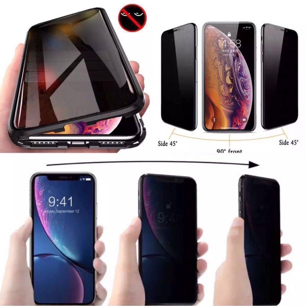 【未使用】iPhone 11Promax ゴールド 覗き見防止 両面強化ガラス 保護 アルミ合金 磁気吸着 耐衝撃 iPhone8 X S 11 12 13 14 15 Pro max ...