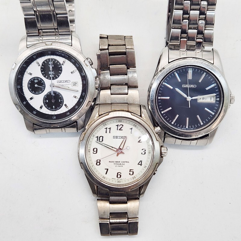 【全体的に状態が悪い】SEIKO セイコー 3本セット 7T92-0BF0 7N43-0AM0 5B21-0AB0 稼動品あり クロノグラフ ...