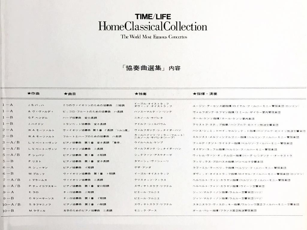 【LP盤 10枚組 BOX】TIME/LIFE HOME CLASSICAL COLLECTION 世界の名協奏曲集 バッハ ヴィヴァルディ ...