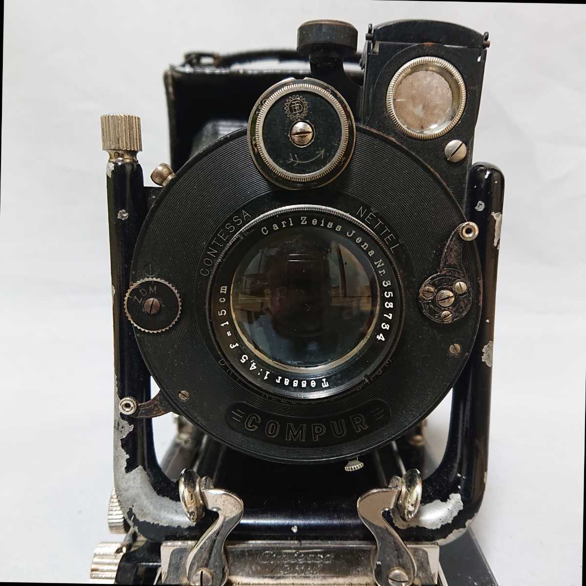 CONTESSA NETTEL 乾板カメラ ☆ コンテッサ ネッテル COMPUR 蛇腹カメラ 当時もの クラシックカメラ アンティーク 革 ...