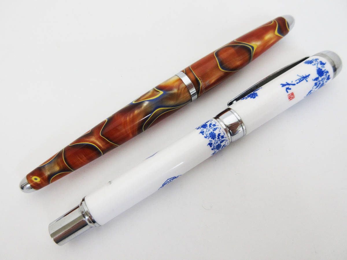 【やや傷や汚れあり】AR866★ボールペン★2本★青花 陶器軸★OHTO NISHIKI CERAMIC/錦 セラミック★筆記用具 文房具 ...