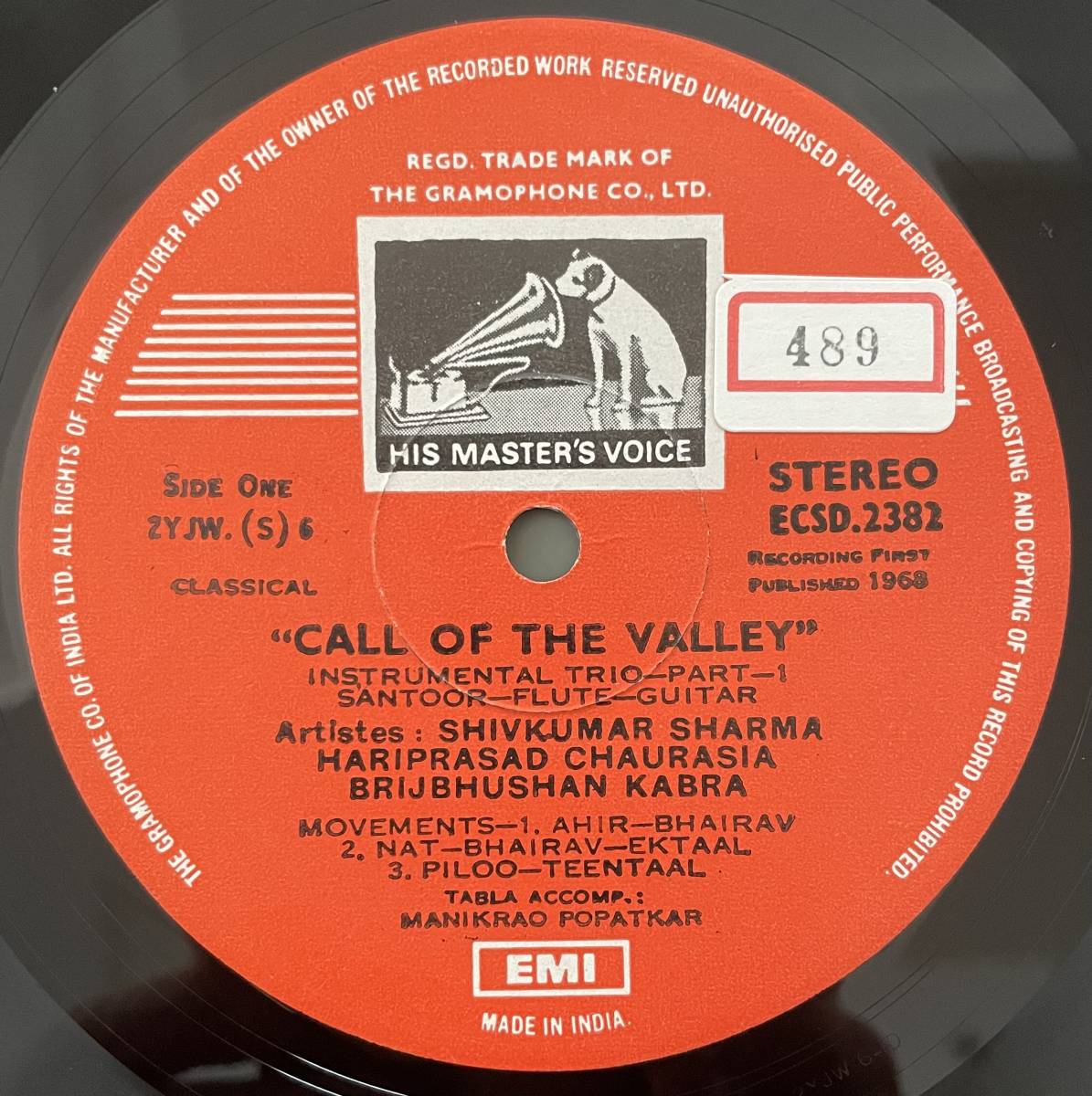 【やや傷や汚れあり】LP インド盤 CALL OF THE VALLEY / SHIVKUMAR SHARMA HARIPRASAD ...