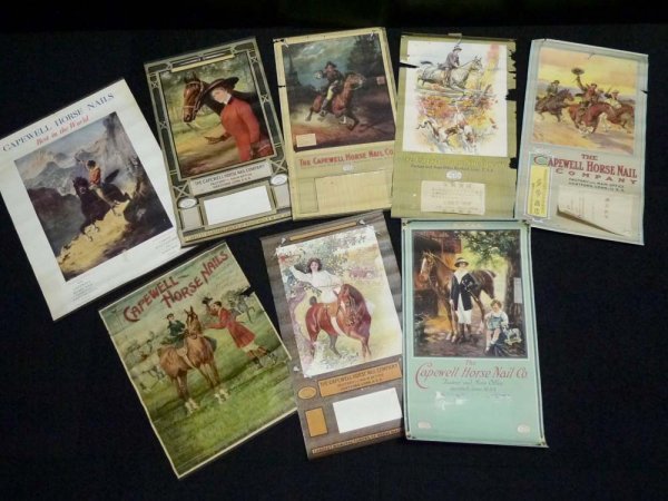 【傷や汚れあり】戦前 ポスター 8点「The Capewell Horse Nail Co」アメリカ USA 資料 馬蹄 蹄鉄 レトロ ...
