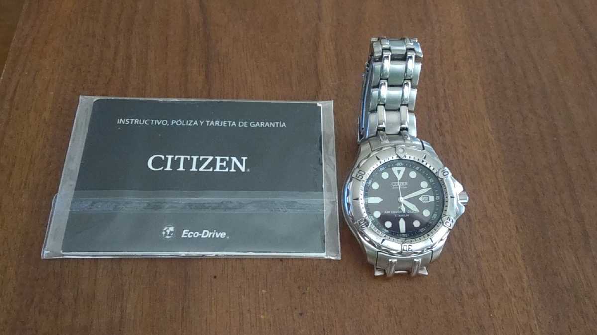 【やや傷や汚れあり】稼働品【美品部類】金属磨済【軽量チタン】CITIZEN PROMASTER AIR DIVER'S Eco-Drive B872-H26035 TA ソーラーダイバーズ ...