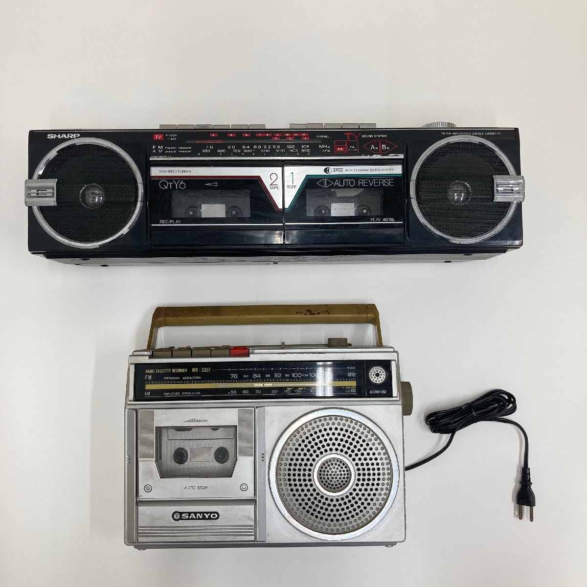 【全体的に状態が悪い】♪ レトロラジカセ2台セット SANYO サンヨー MR-G307 ・ SHARP シャープ QY-Y6 ジャンク品 4 ...