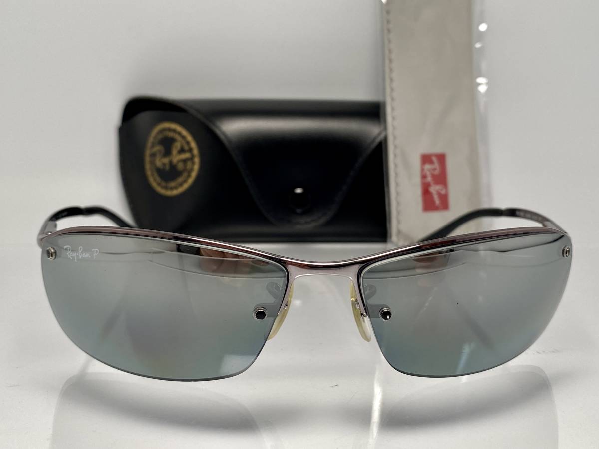 【目立った傷や汚れなし】偏光★RAY-BANレイバン RB3183 004/82 Silverシルバー/シルバーミラーPolarizedレンズ ...