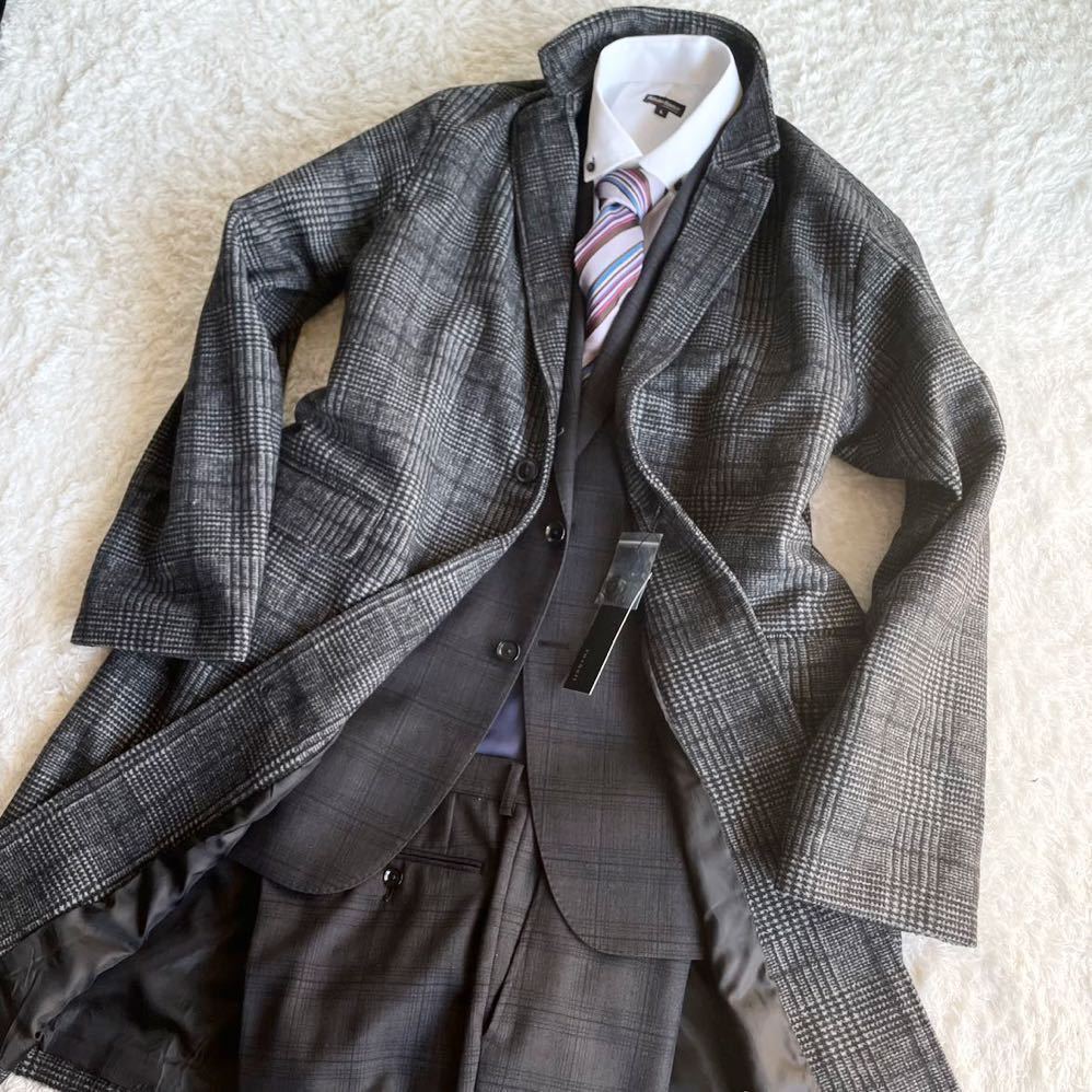 【未使用】新品未使用 秋冬 XLサイズ フランネルタッチ roshell チャコールグレー『グレンチェック織』チェスターコート ON/OFF スタイリッシュ の落札情報詳細| ヤフオク落札価格 ...