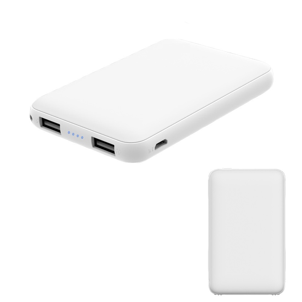 【未使用】(ネ)モバイルバッテリー MB008 ホワイト 8000mAh 小型 超軽量 コンパクト 2台同時充電 5V2A出力 残量表示 90 ...