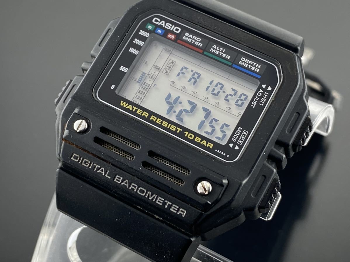 【傷や汚れあり】CASIO カシオ DIGITAL BAROMETER デジタルバロメーター BM-100WJ クォーツ腕時計/作動中/気圧 ...
