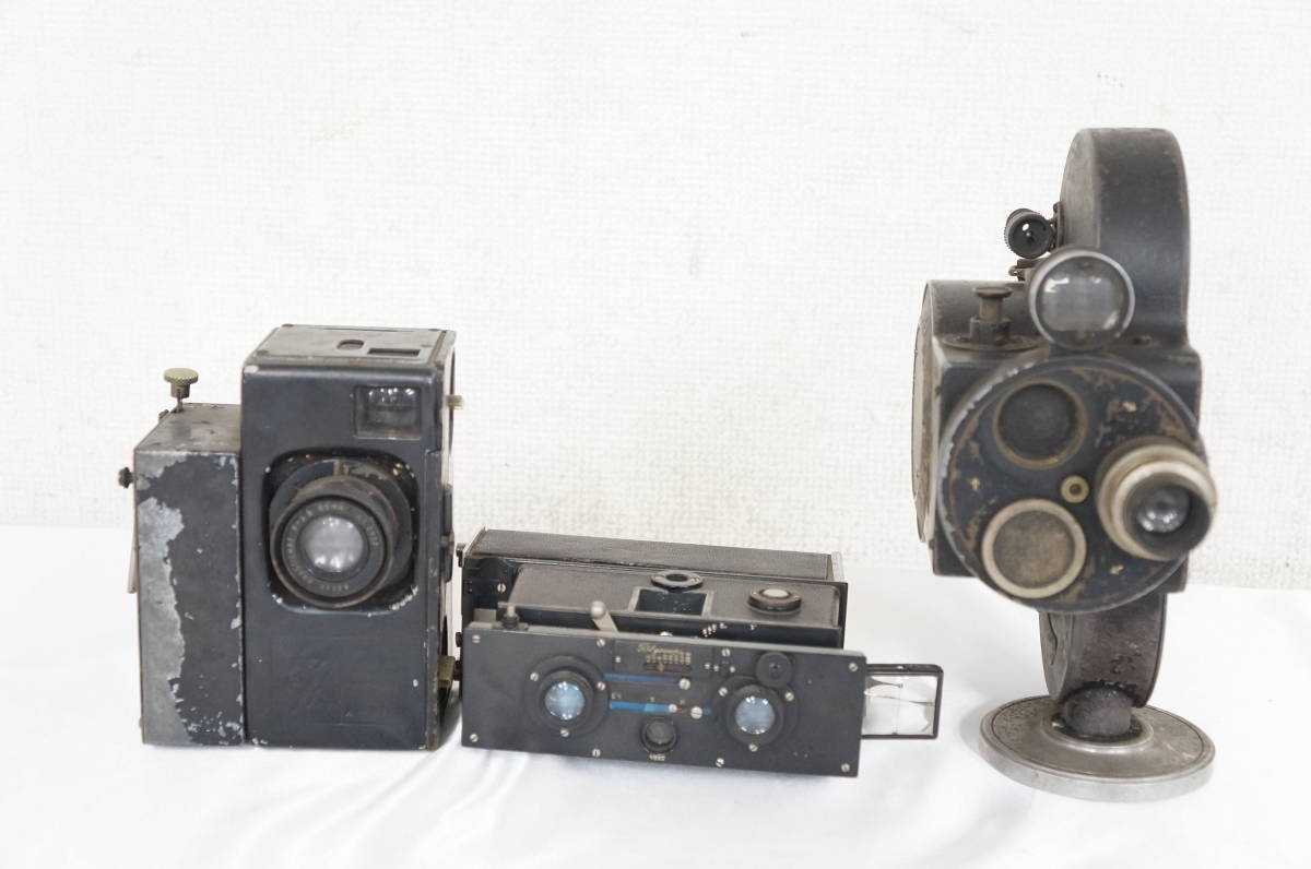 【全体的に状態が悪い】④ VICTOR ビクター MODEL 3 CINE CAMERA シネカメラ 他 アンティーク カメラ 3点 まとめて ...