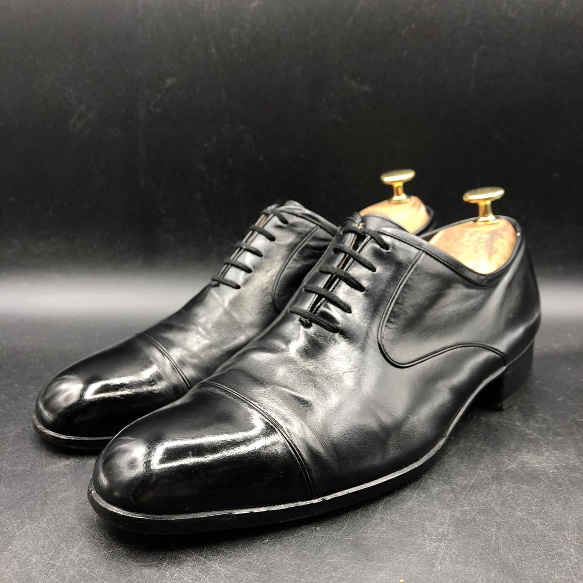 【やや傷や汚れあり】KK63 Marelli Refreshoe マレリー リフレッシュ レザー ビジネスシューズ ストレートチップ 内羽根 メンズ 25.0cm EEE ブラック 黒 革靴 ...