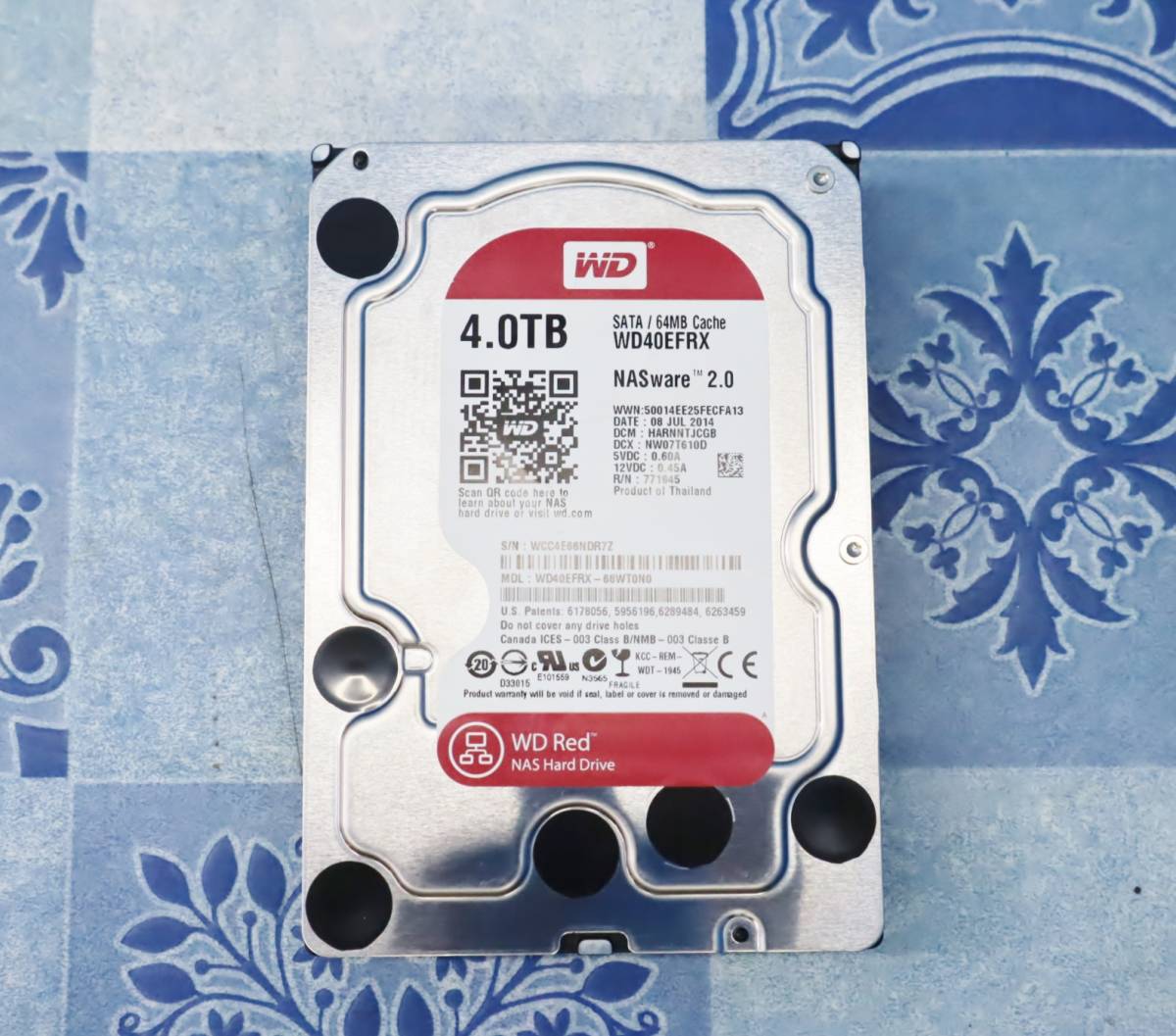 【目立った傷や汚れなし】∨ 4TB｜3.5インチ 内蔵 HDD ハードディスク｜Western Digital WD40EFRX ...