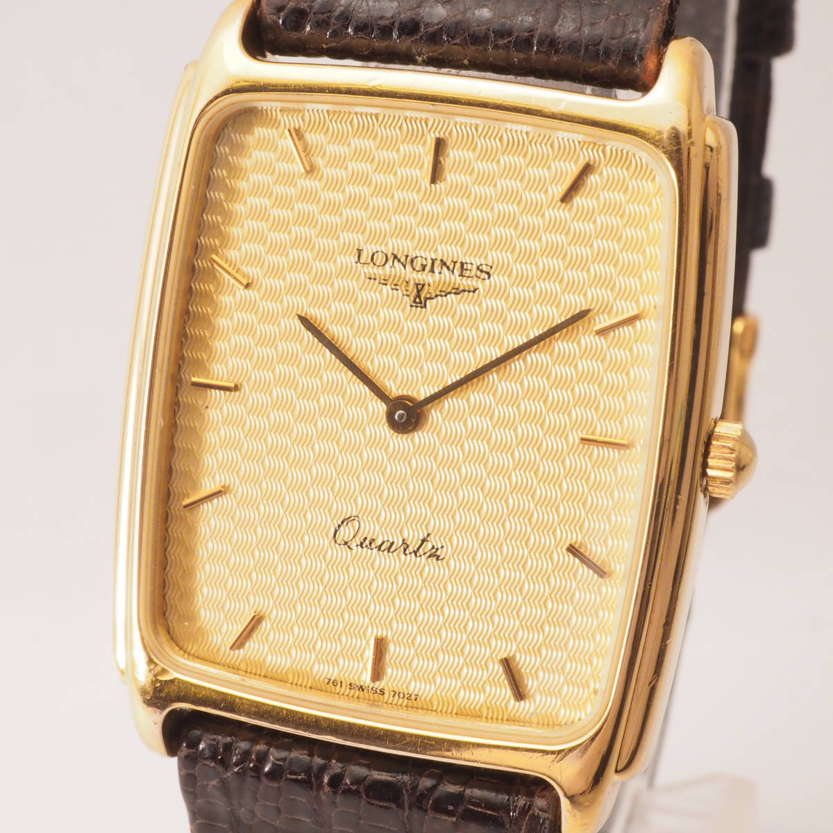 【傷や汚れあり】ロンジン Ref,7027.1 Cal,L761.2 LONGINES Quartz SS クォーツ 革ベルト ゴールド文字盤 ...
