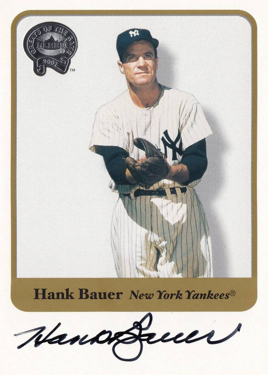 【目立った傷や汚れなし】【HANK BAUER】直筆サインカード 2001 FLEER AUTO GREATS OF THE GAME ...