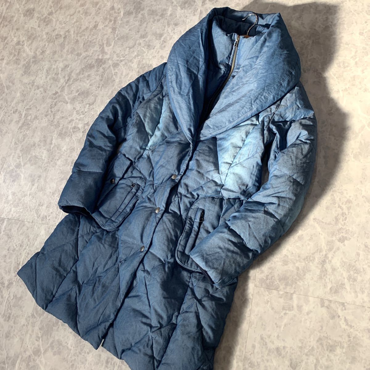 【やや傷や汚れあり】TT1 ＊ 保温性抜群 '人気モデル' Dw2R センソユニコ 高品質 インディゴ染め デニム調 中綿 ダウンコート size38 レディース アウター の落札情報詳細 ...