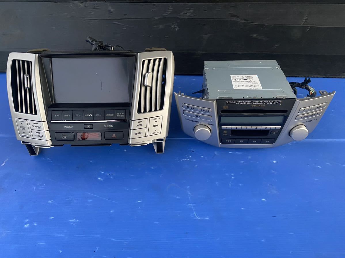 【傷や汚れあり】中古トヨタハリアー CBA-ACU30純正ハリアーマルチ ナビ モニター ACスイッチ オーディオ デッキ86110 ...