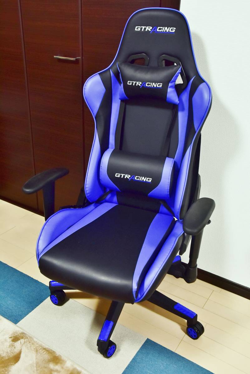 【やや傷や汚れあり】【中古美品】GTRACING ゲーミングチェア GT002-VC ブルー ゲーム用 の落札情報詳細 - ヤフオク落札価格 ...
