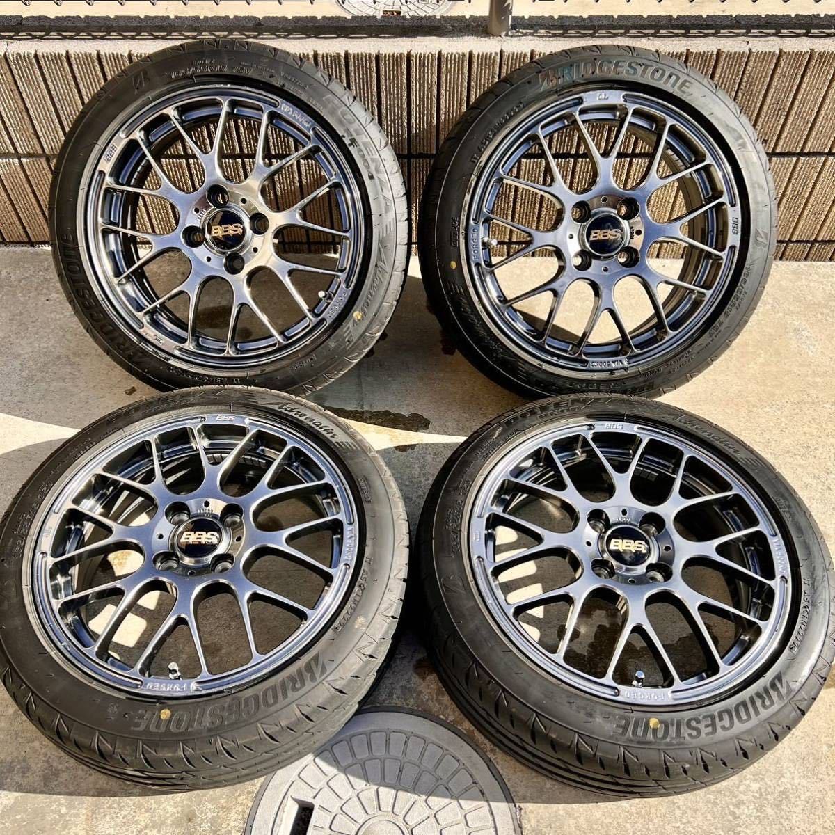 【やや傷や汚れあり】★1250km走行★バリ山★ BBS RP 15インチ 5.5J/6J DB ブリヂストン POTENZA RE004 165/55R15 4本 鍛造ホイール RP008 ...