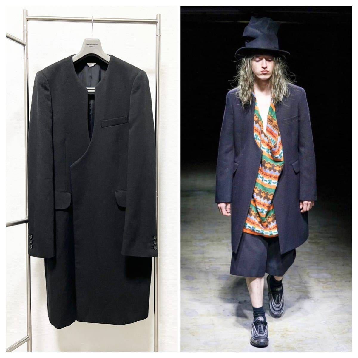 【目立った傷や汚れなし】希少 2022 - 23 aw COMME des GARCONS HOMME PLUS ノーカラー ロング丈 ダブル ...