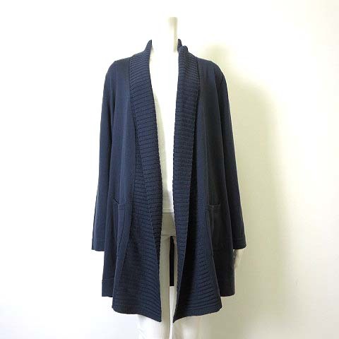 【目立った傷や汚れなし】インディヴィ INDIVI カーディガン ニット ウール 100％ トッパー 羽織り ショールカラー 長袖 XL 44 グレーネイビー 大きいサイズの落札情報詳細 ...