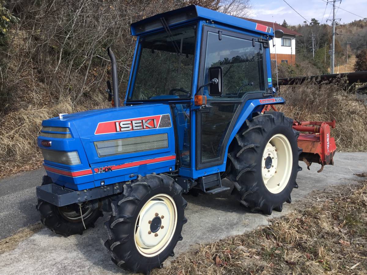 【やや傷や汚れあり】イセキ TA357 冷暖キャビン＆パワステ 4Sヒッチ仕様/ニプロロータリー/自動水平&深耕/ポンパ 4気筒/35ps ...