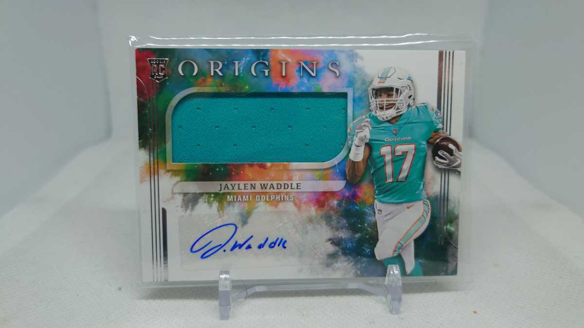 【目立った傷や汚れなし】2021 Panini Origins Jaylen Waddle Auto Jersey RC NFL ...