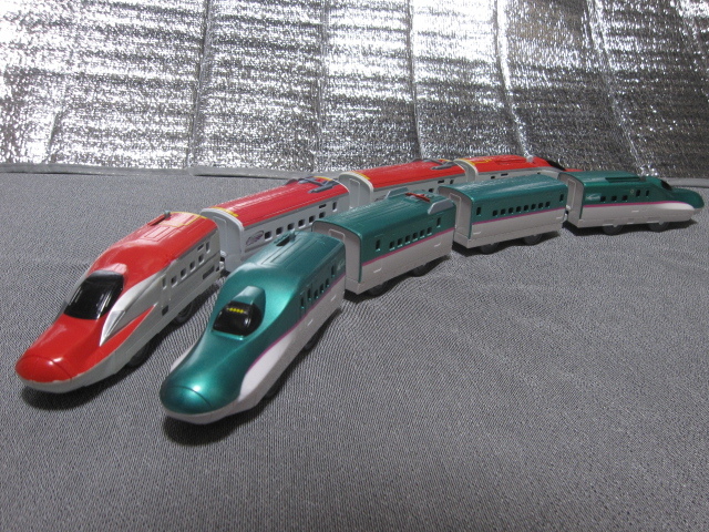 【やや傷や汚れあり】プラレール E5系 はやぶさ E6系 スーパーこまち 4両編成 連結仕様 爆速仕様 モーター積み換え 中古 東北新幹線 ...