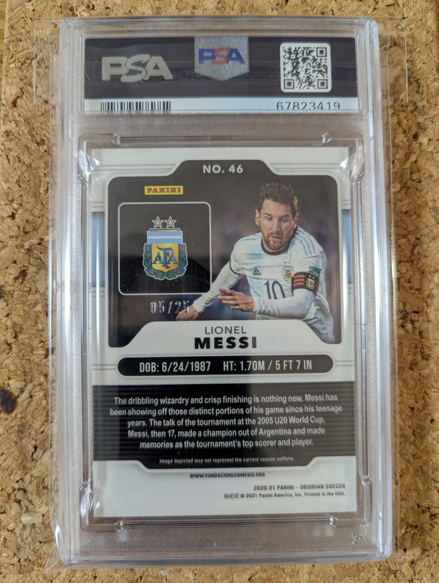 【目立った傷や汚れなし】2020 PANINI obsidian #46 Lionel Messi electric ETCH GREEN ...