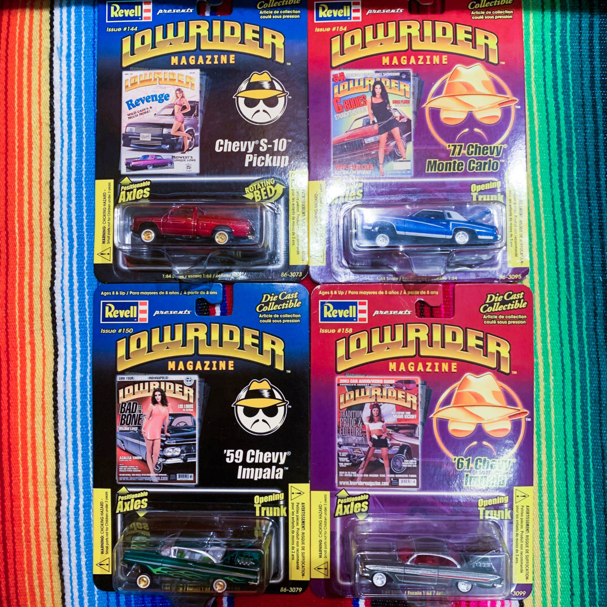 【傷や汚れあり】Revell LOWRIDER 1/64 ダイキャスト ミニカー4台セット シボレー S10, 77モンテカルロ, 59/61 ...