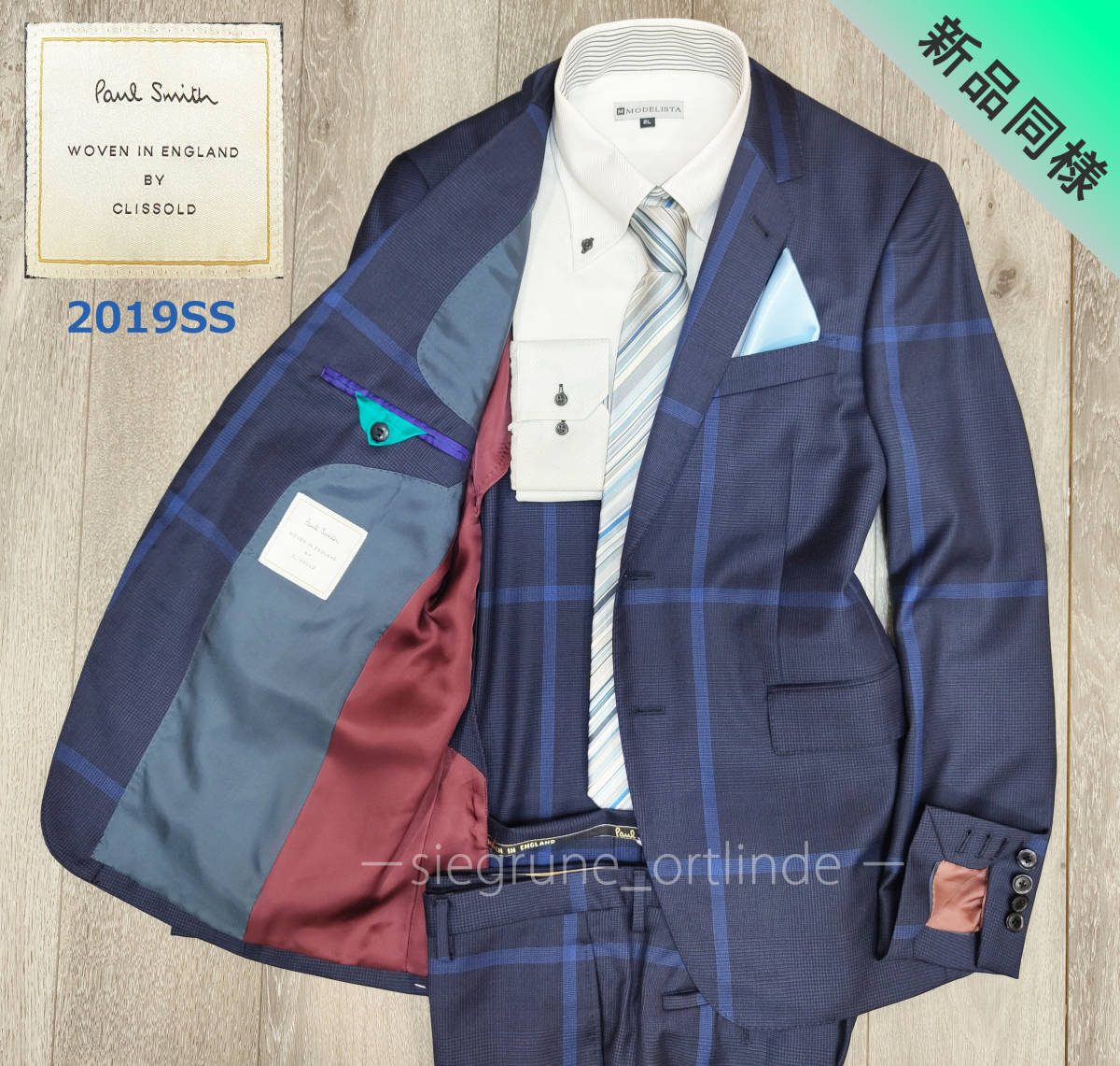 【未使用に近い】【未使用に近い】ポールスミス 2019ss Woven In England By Clissold 微光沢ネイビー ウインド