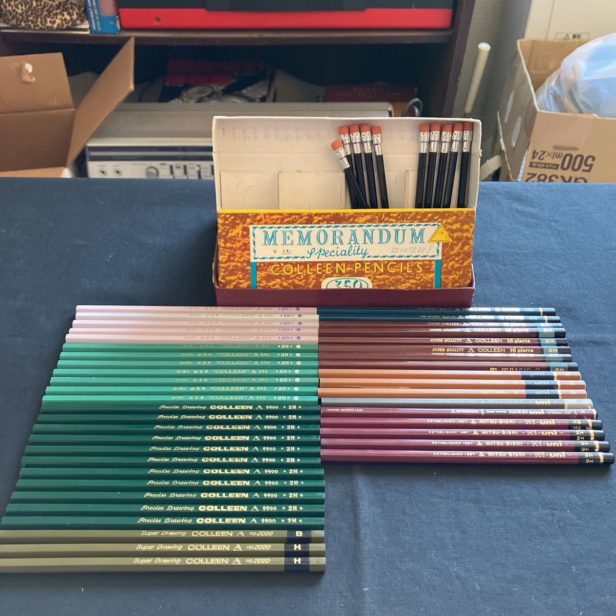 【未使用】新品未使用 昭和レトロ COLLEEN コーリン鉛筆 三菱uni 硬度B〜5H 鉛筆 53本まとめて 手帳用 Hi pierce G ...