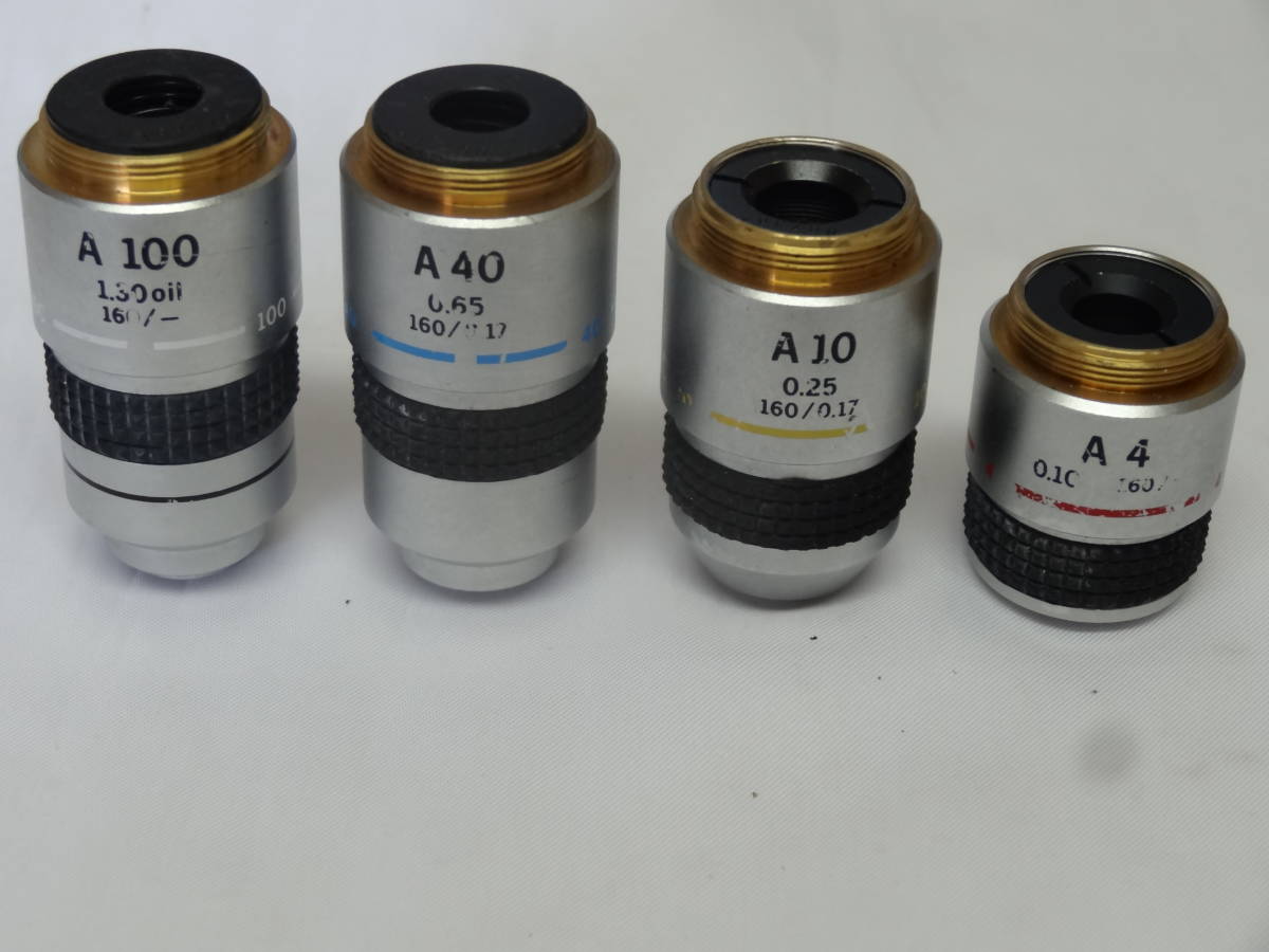 【やや傷や汚れあり】★OLYMPUS オリンパス 顕微鏡 対物レンズ A4/A10/A40/A100 4種セット★現状品！！②の落札情報詳細 - ヤフオク落札価格検索 オークフリー
