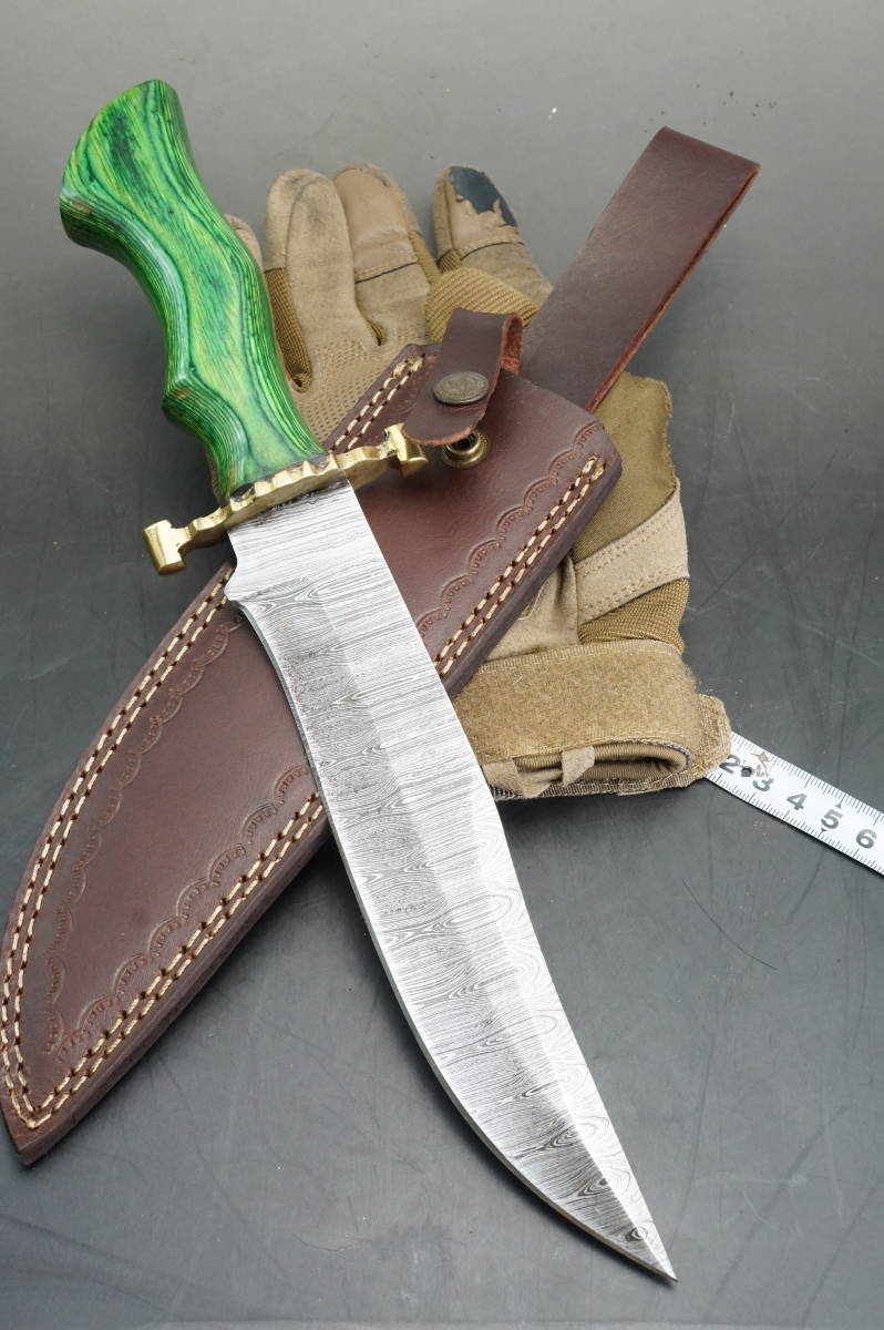 【未使用】大型ダマスカス ハンティングナイフ/新品英国直輸入/34.5㎝長 エッジ19㎝ 身巾37㎜ 重ね3.3㎜ 275g【D4298】の落札情報詳細 - ヤフオク落札価格検索 オークフリー