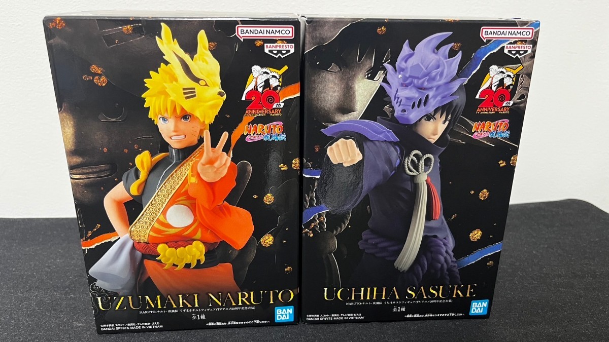 【未使用】バンプレスト NARUTO ナルト 疾風伝 うずまきナルトフィギュア うちはサスケ (TVアニメ20周年記念衣装) 2種セット ...