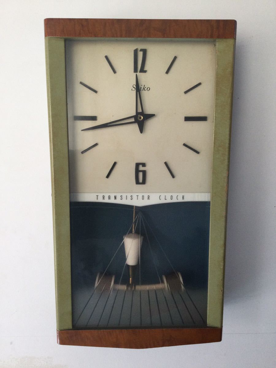 【やや傷や汚れあり】昭和レトロ/時計/SEIKO/TRANSISTOR CLOCK/柱時計/セイコー社/電池式/可動品/トランジスタ時計/掛 ...