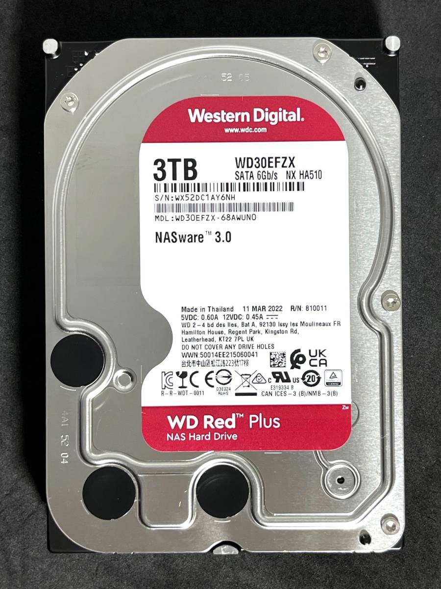 【目立った傷や汚れなし】【送料無料】 ★ 3TB ★ WD Red Plus / WD30EFZX 【使用時間：1494h】 2022年製 ...