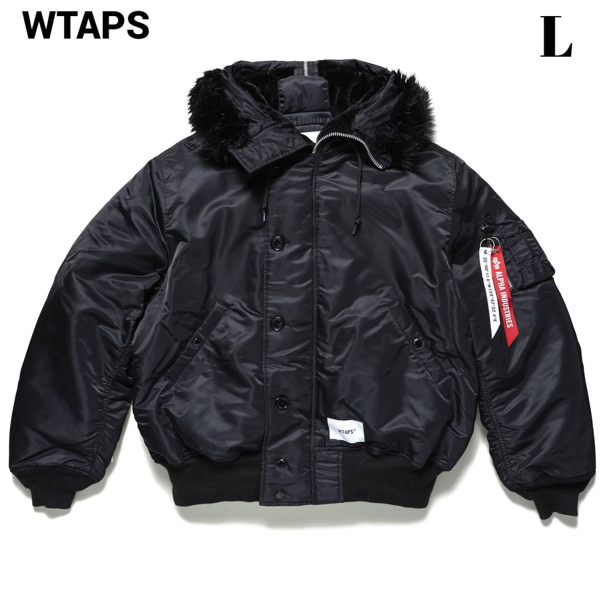 【未使用に近い】L【WTAPS N-2B ALPHA INDUSTRIES CORE SPEC NYLON JACKET BLACK ダブルタップス x アルファー N-2B ジャケット ...