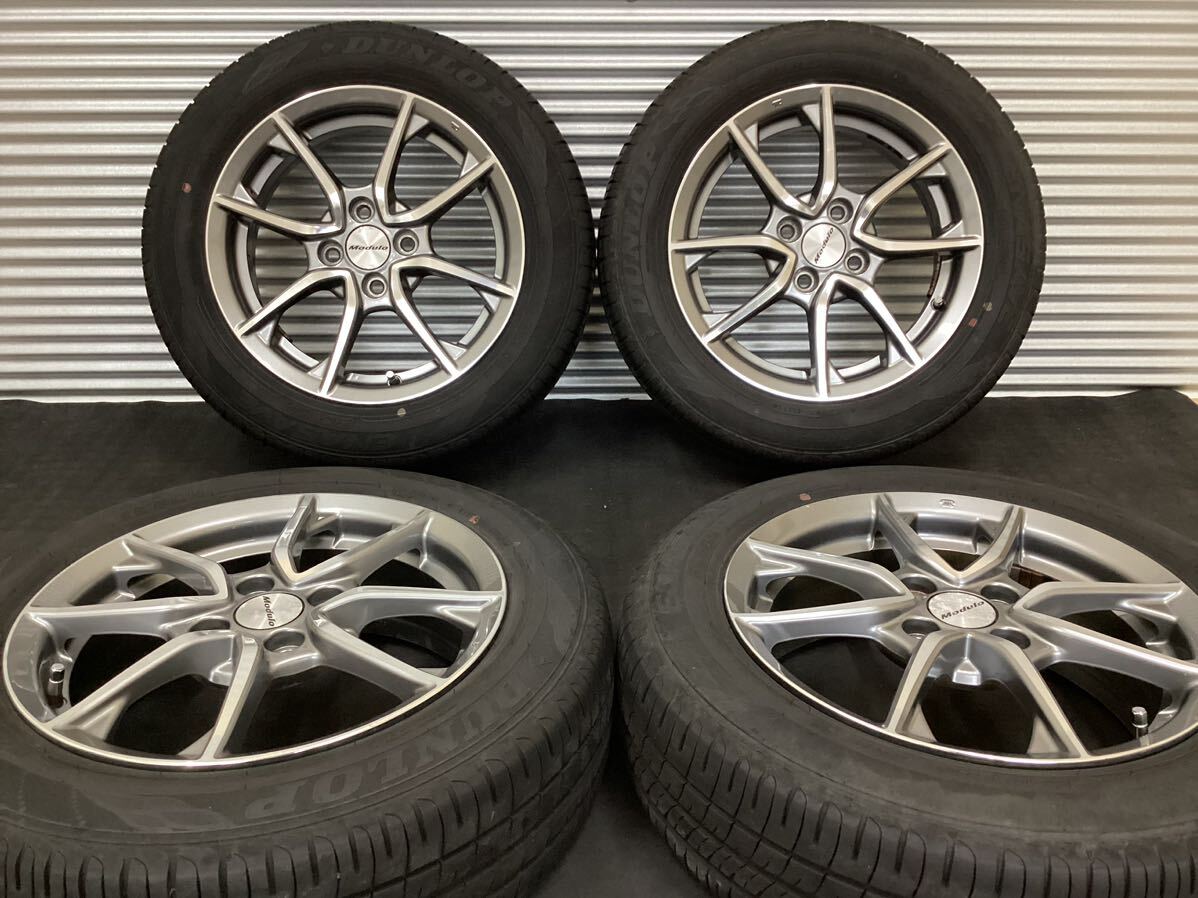 【やや傷や汚れあり】 ホンダ純正オプションModulo MS-021[15インチ 5.5J 4穴 +45] バリ溝 DUNLOP ENASAVE EC204[175/65R15]2019年製4 ...