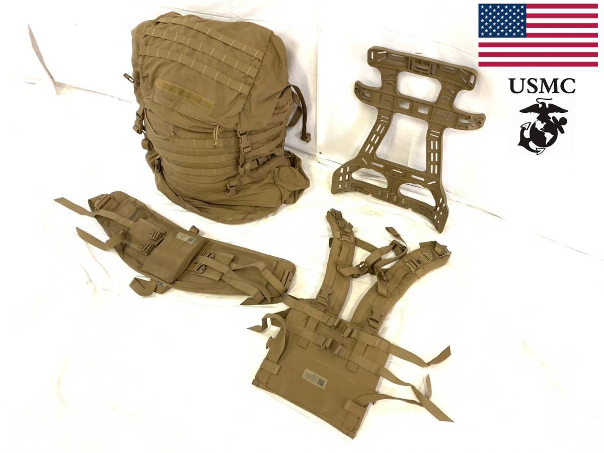 【傷や汚れあり】米軍放出品 USMC PACK セット メインバッグ フレーム ヒップベルト ショルダーハーネス リュックサック ミリタリー ...