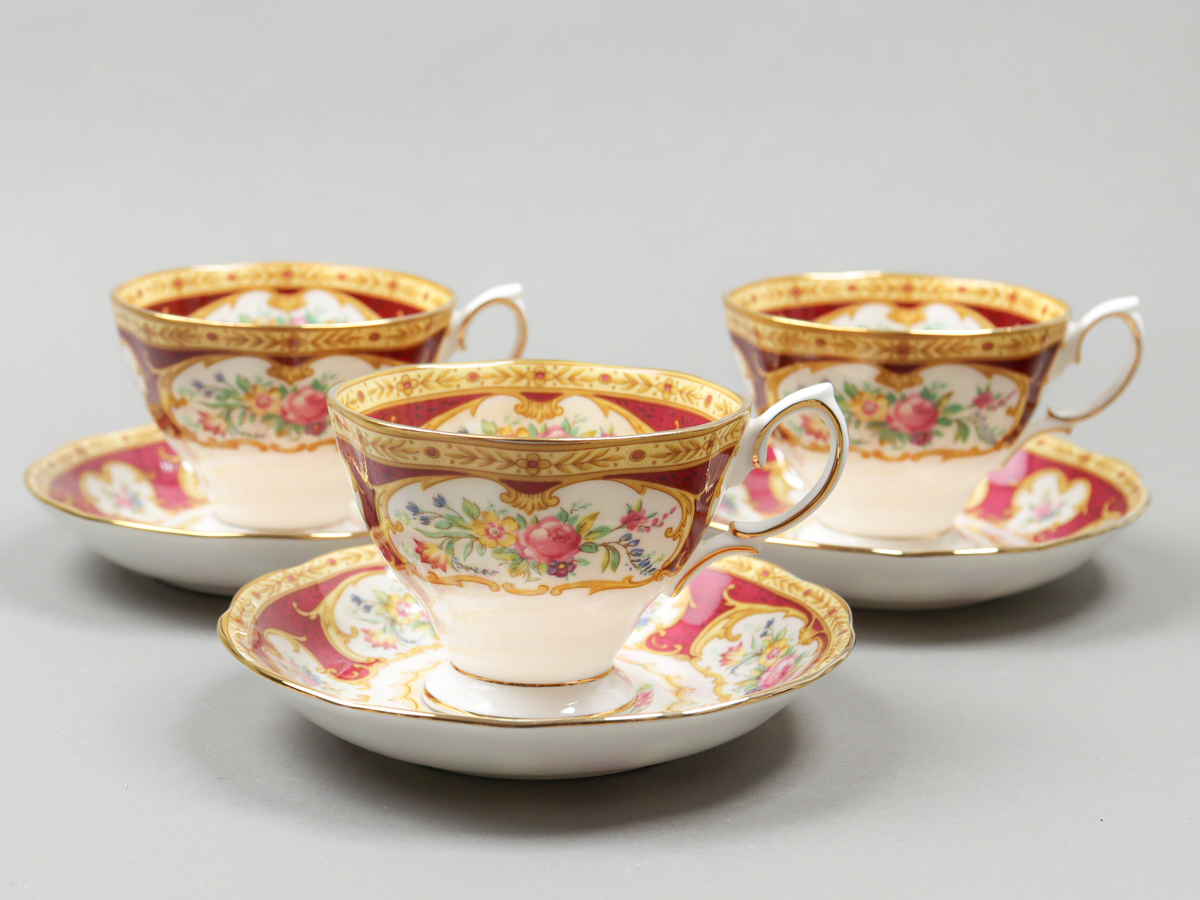 【やや傷や汚れあり】NOFR ロイヤルアルバート レディハミルトン カップ＆ソーサー 3客の落札情報詳細 - ヤフオク落札価格検索 オークフリー