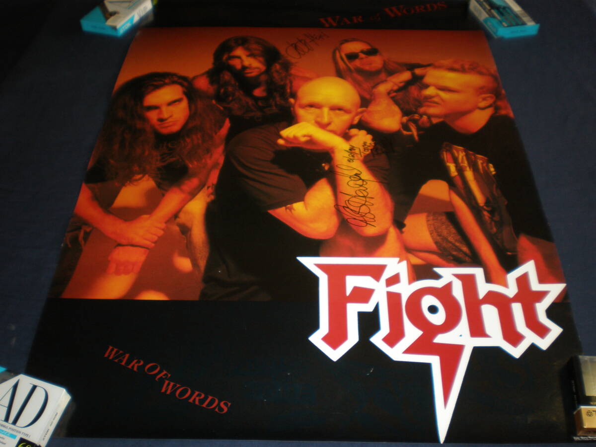 【目立った傷や汚れなし】サイン入り ファイト/ロブ・ハルフォード/宣伝用ポスター/Fight・Rob Halford Promo Poster ...