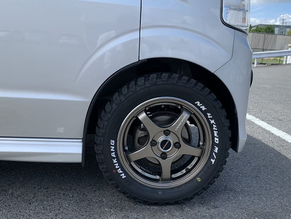 【目立った傷や汚れなし】ほぼ新品【京都発】スズキ エブリイ ワゴンDA17 HotStuff クロススピード CR5 14inch 14X4.5J+45 4穴 100&ナンカンFT-9（165 ...