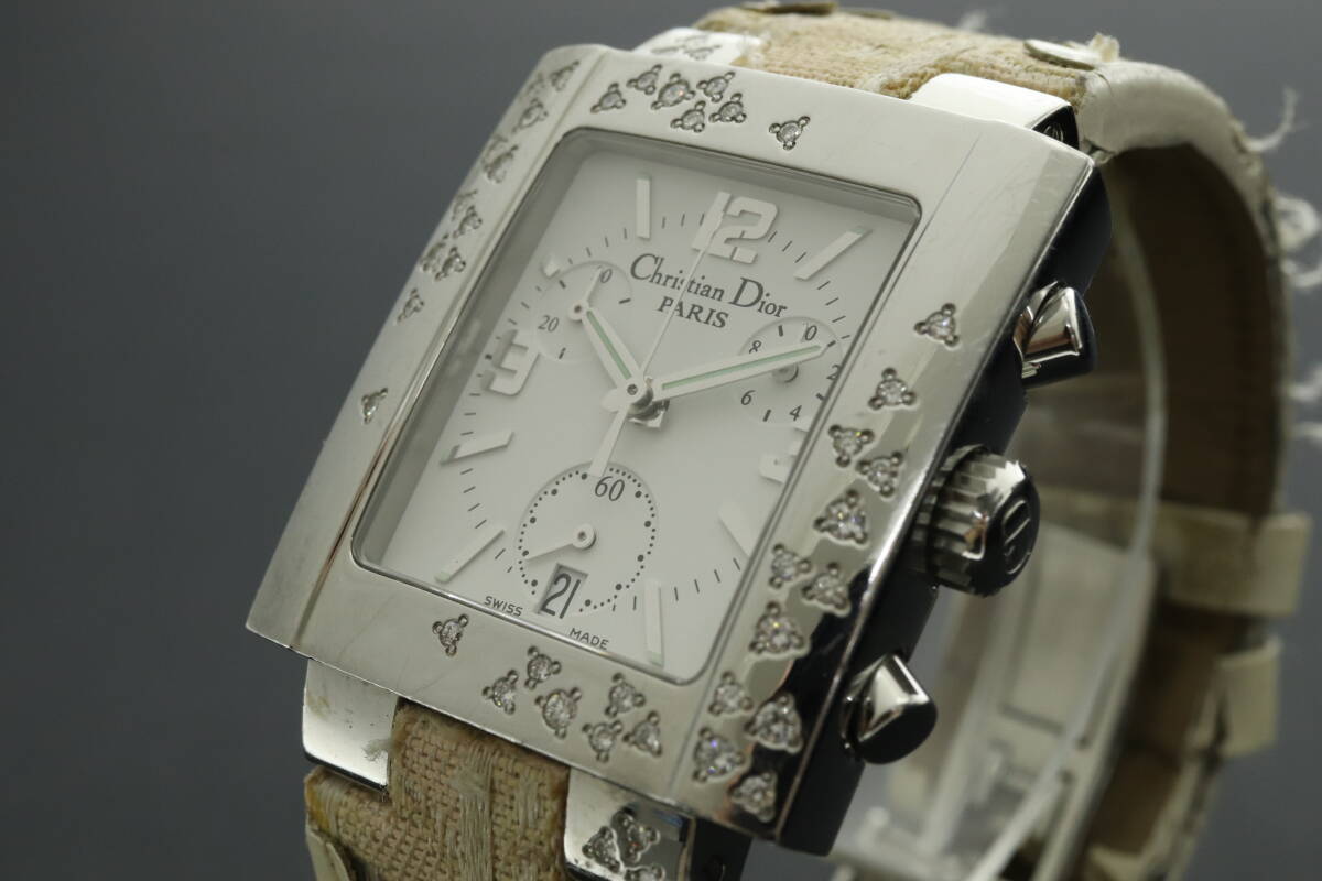 【全体的に状態が悪い】LVSP6-8-32 7T084-3 Christian Dior ディオール 腕時計 D81-101 リヴァ クロノグラフ クォーツ 68g レディース シルバー 付属 ...