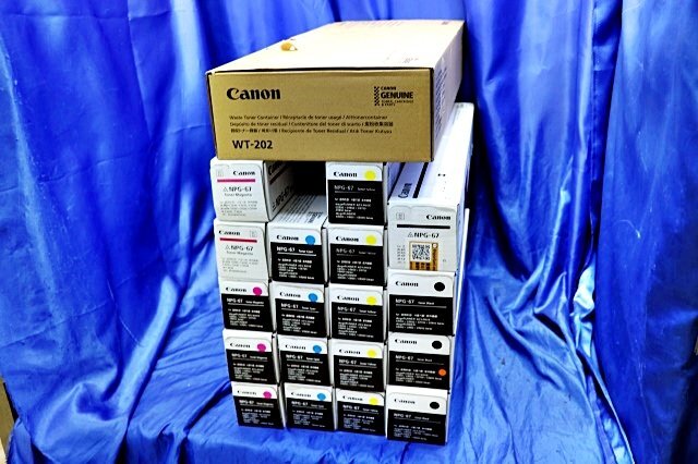 【未使用】未使用 【四色18本セット+回収トナーボックス WT-202】CANON 純正トナー NPG-67 /C3000/C3100 ...